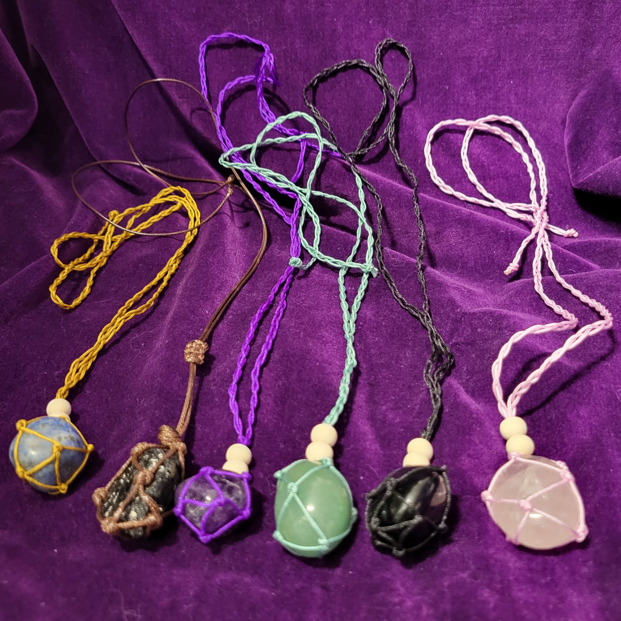 String-wrapped Crystal Pendants - Into the Mystic Shop